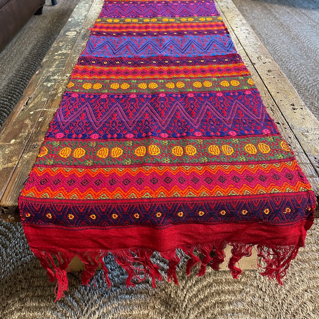 Guatemalan Handwoven Table Runners, Handmade Mayan Colorful Textile ...