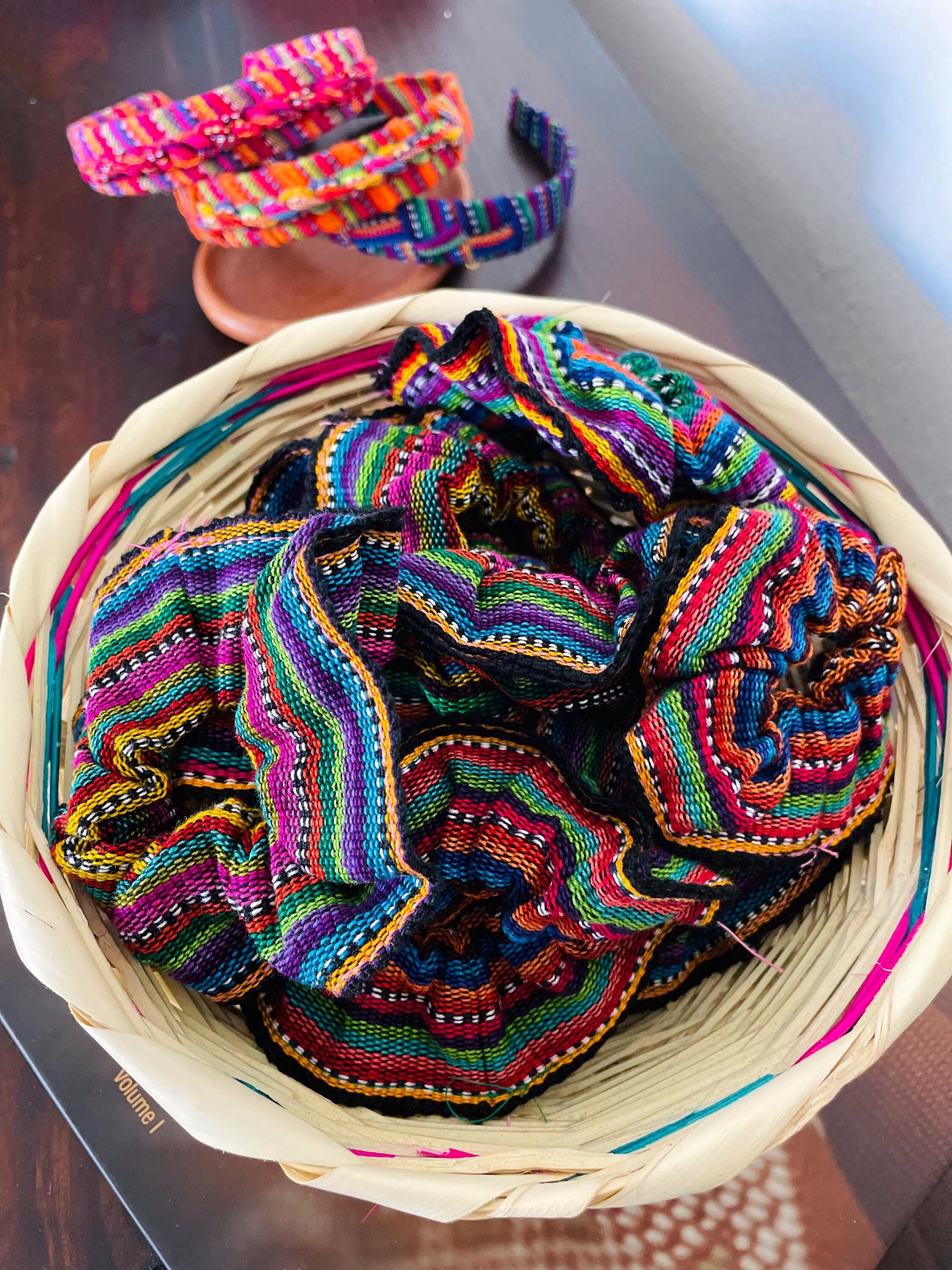 Guatemalan Textile Scrunchies, Colorful Hair Ties - Etsy