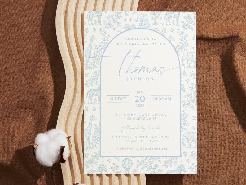 Editable Chinoiserie Printable Invitation, Christening Baptism Invite ...
