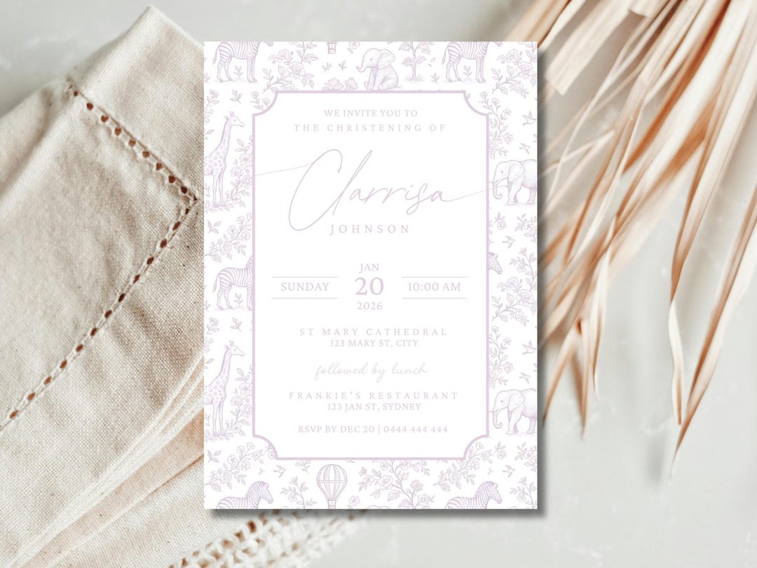 Editable Chinoiserie Printable Invitation, Christening Baptism Invite ...