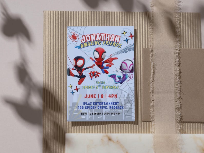 Editable Spidey Birthday Invitation Printable Invite 5x7", Spidey and ...
