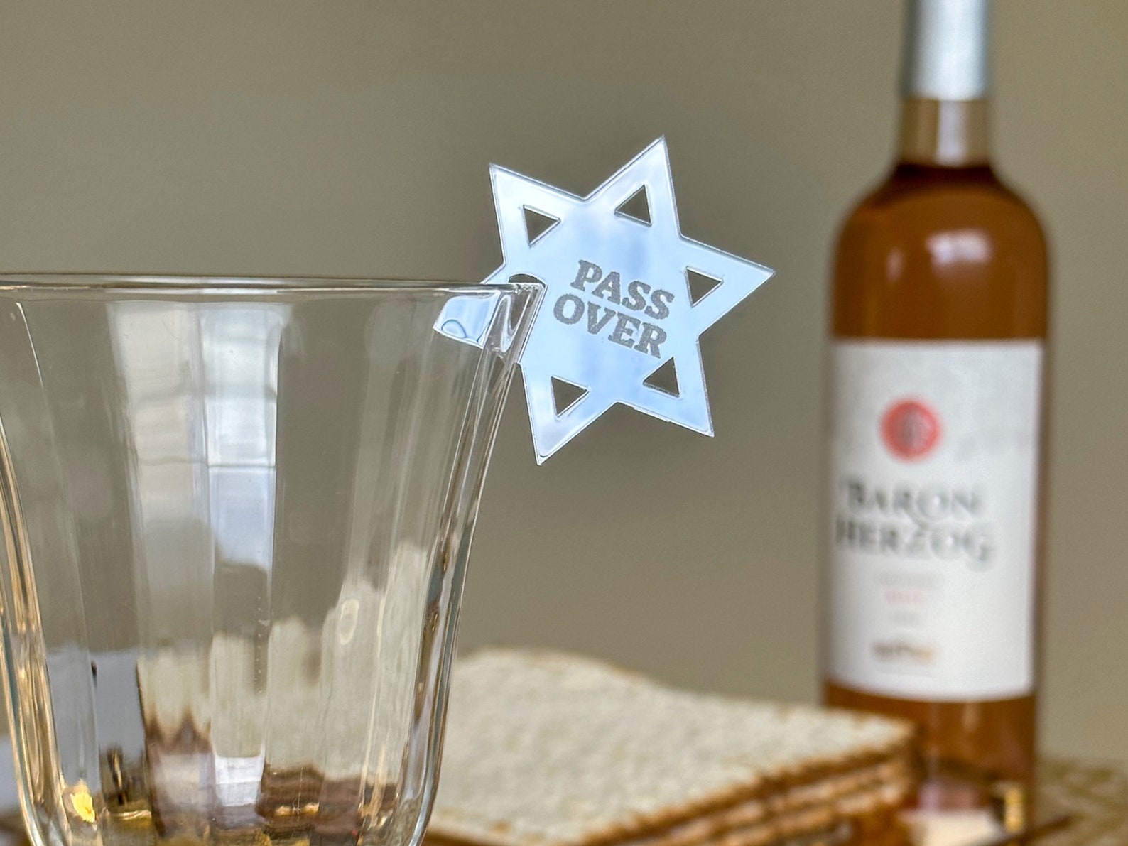 Acrylic Passover Wine Tag, Pesach Wine Glass Tag, Jewish Star Acrylic ...