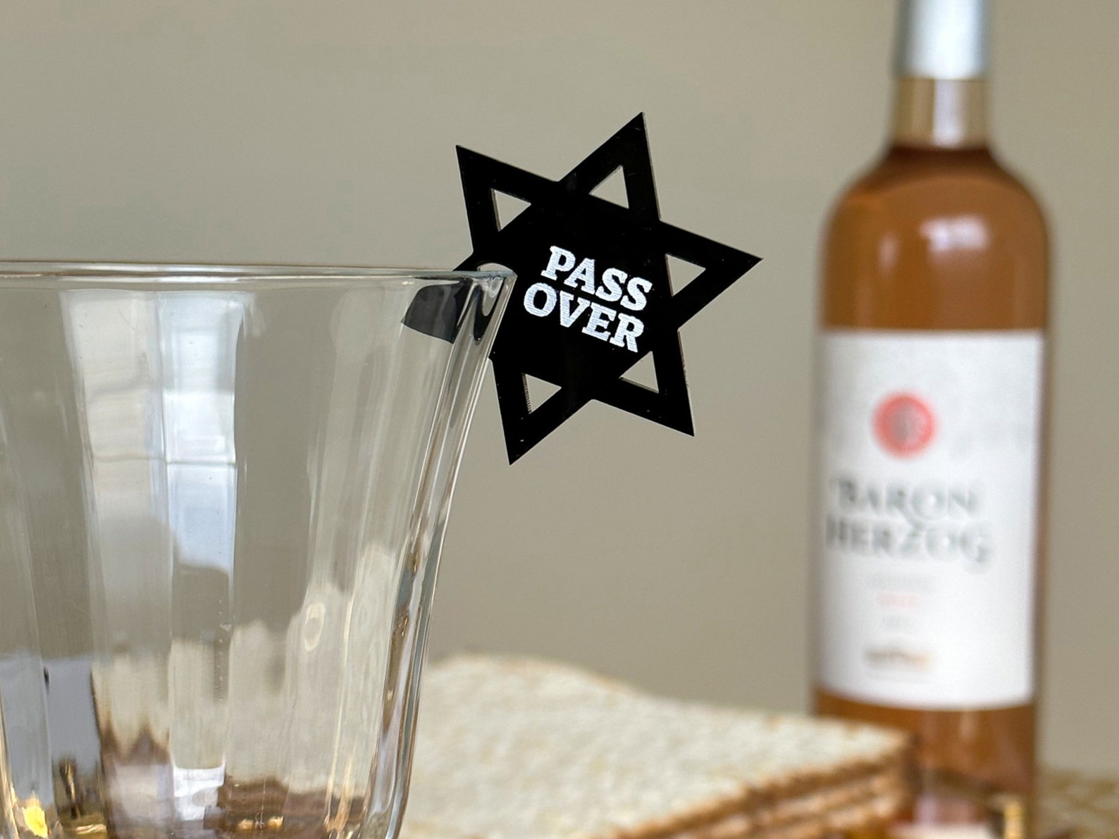 Acrylic Passover Wine Tag, Pesach Wine Glass Tag, Jewish Star Acrylic ...
