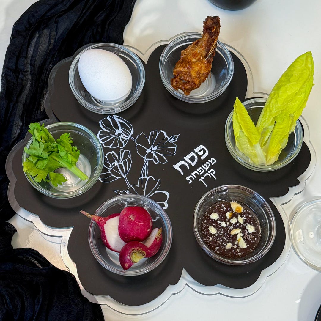 Personalized Floral Passover Seder Plate, Acrylic Pesach Seder Tray ...