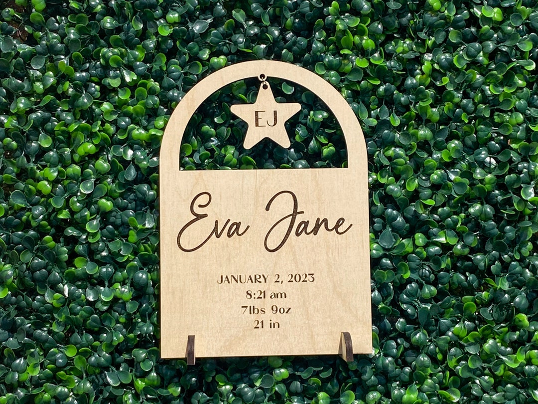Engraved Baby Wooden Sign, Wood Birth Stat, Wooden Nursery Decor ...