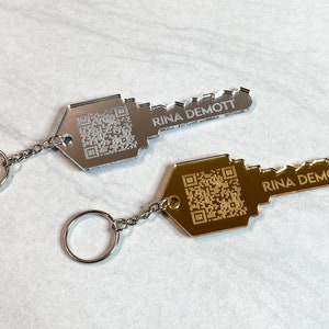 QR Code Keychain, Realtor Key, Real Estate Key Keychain, Engraved ...