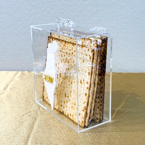 Israel Passover Matzah Box, Acrylic Pesach Matza Box, Modern Passover ...