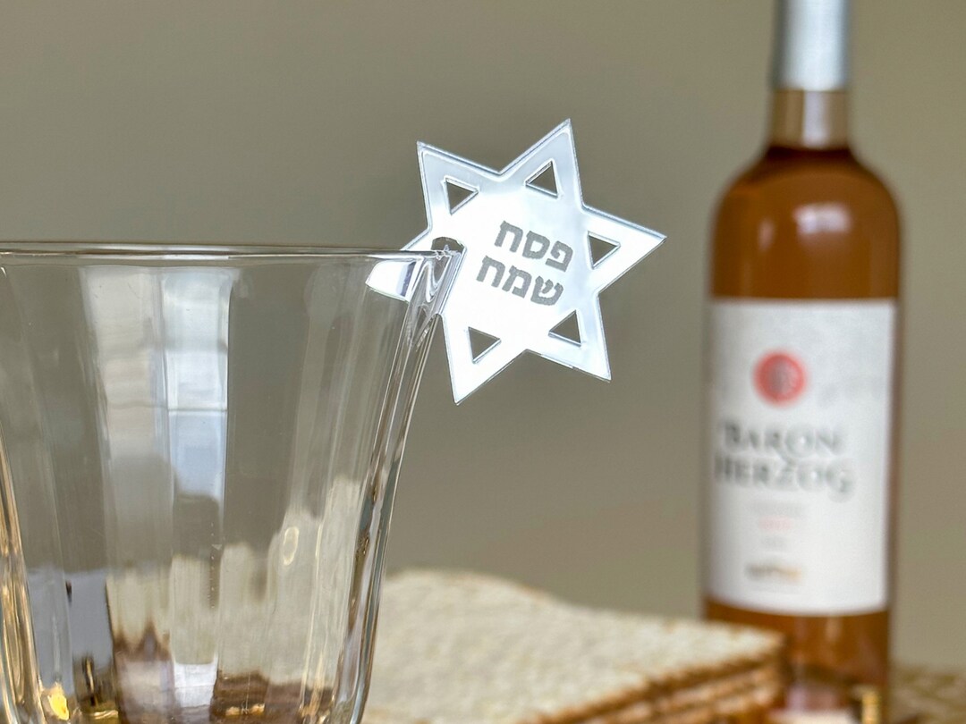Acrylic Passover Wine Tag, Pesach Wine Glass Tag, Jewish Star Acrylic ...