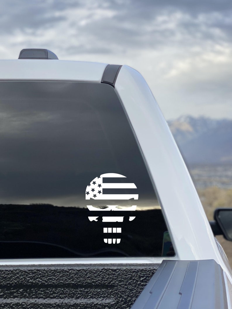 Punisher Flag Vinyl Decal. Truck Window Sticker. America Decal. Skull ...