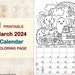 Printable March 2024 Calendar Coloring Page, St. Patrick's Day Coloring ...