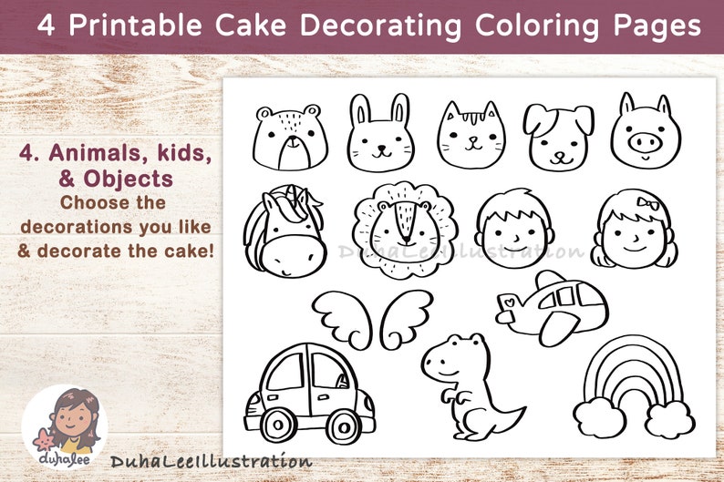 Printable Decorate the Cake Coloring Pages, Kids Activity for Mother's ...