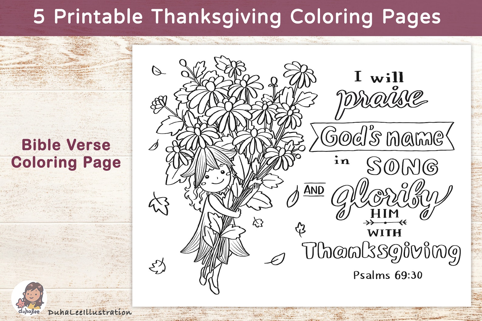 Printable Thanksgiving Bible Verse Coloring Pages Happy - Etsy