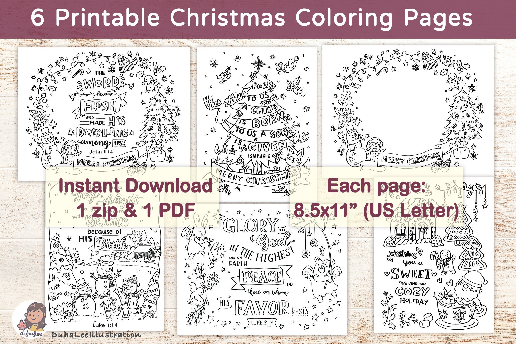 Printable Christmas Bible Verse Coloring Pages Merry - Etsy Australia