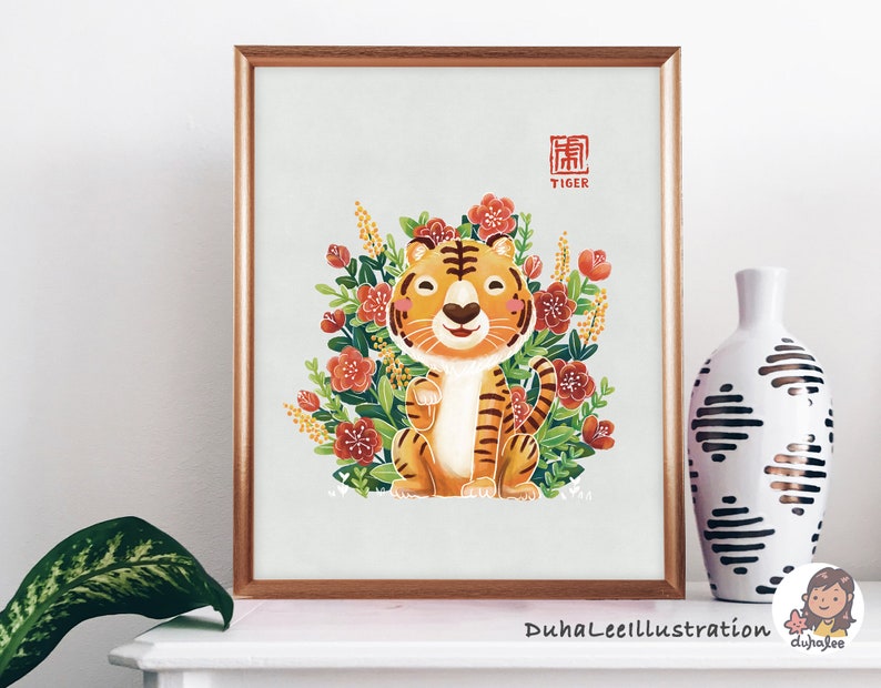 Printable Lunar New Year Card and Poster Year of the Tiger Digital Wall ...