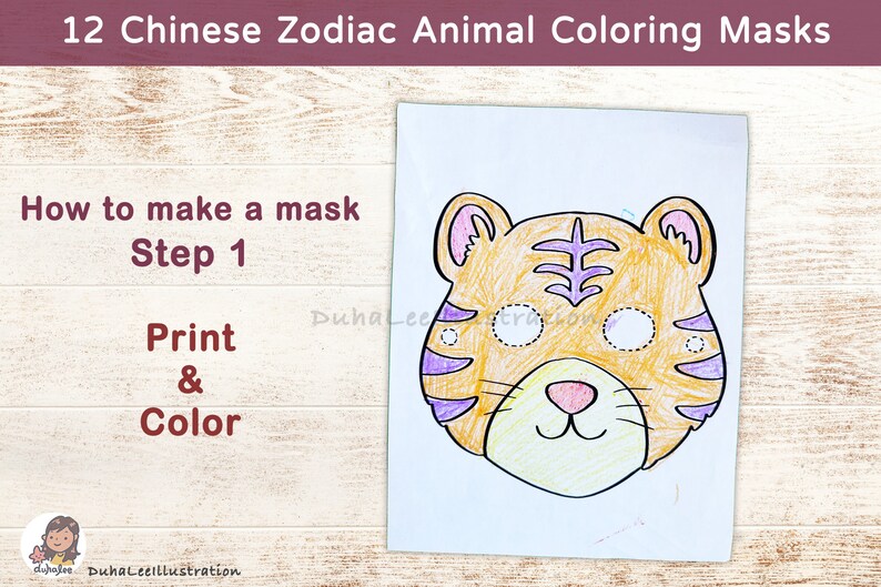 Printable 12 Chinese Zodiac Coloring Masks, Lunar New Year Kids Craft ...