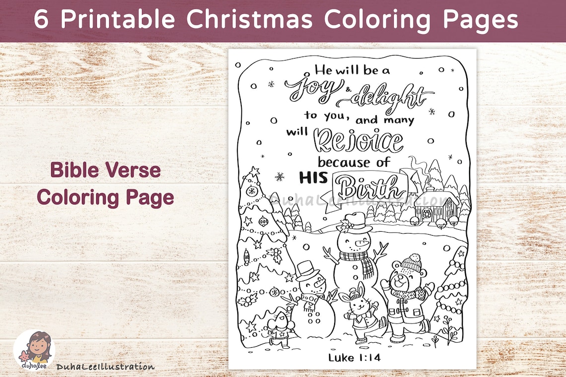 Printable Christmas Bible Verse Coloring Pages Merry - Etsy