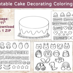 Printable Decorate the Cake Coloring Pages, Kids Activity for Mother's ...