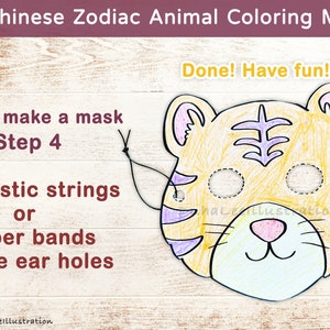 Printable 12 Chinese Zodiac Coloring Masks, Lunar New Year Kids Craft ...