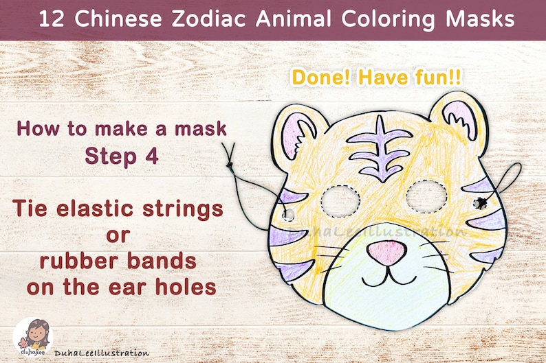 Printable 12 Chinese Zodiac Coloring Masks, Lunar New Year Kids Craft ...