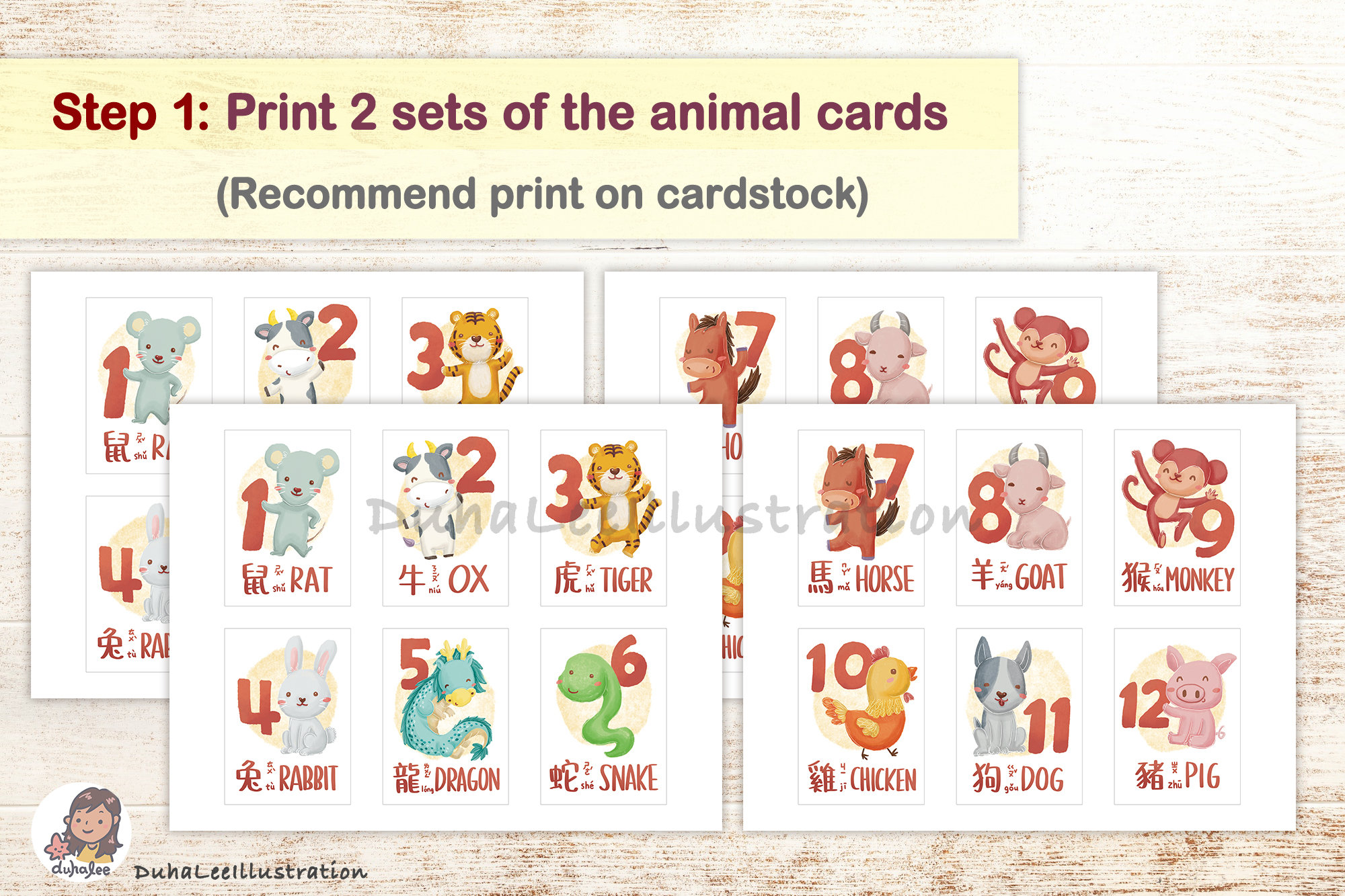 Printable 12 Chinese Zodiac Animals Matching Card Game, CNY Activity ...