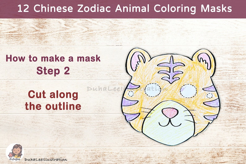 Printable 12 Chinese Zodiac Coloring Masks, Lunar New Year Kids Craft ...