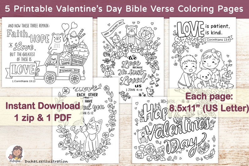 Printable Valentine's Day Bible Verse Coloring Pages, Scripture ...