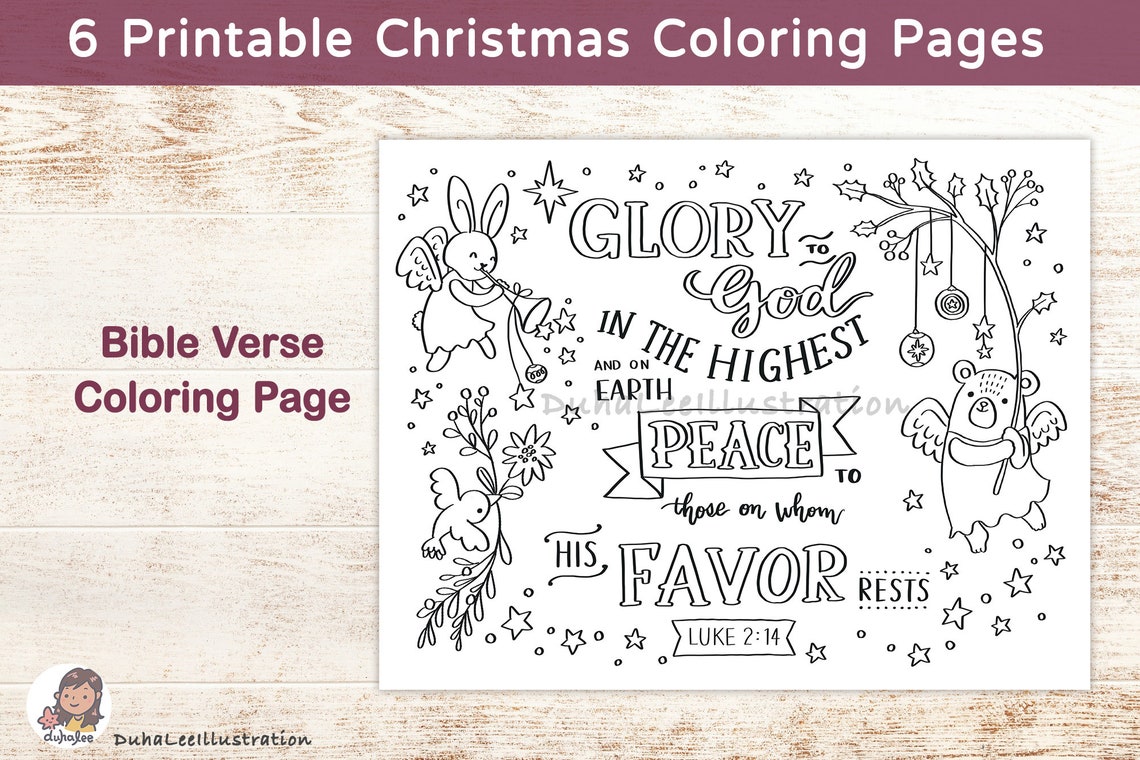Printable Christmas Bible Verse Coloring Pages Merry - Etsy