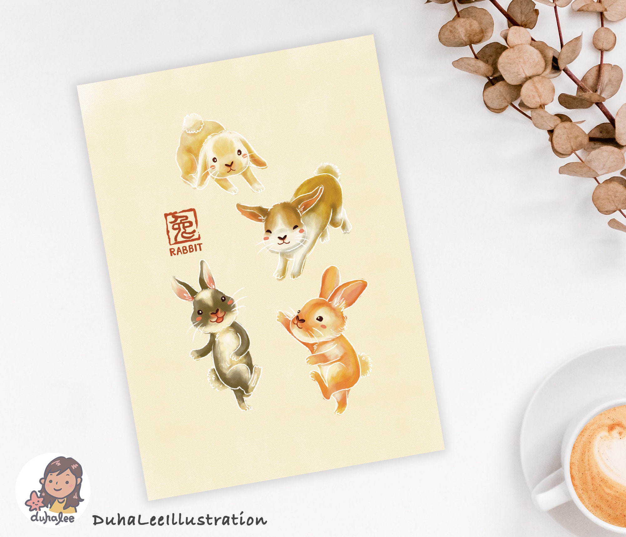 Printable Lunar New Year 2023 Card Poster, Year of the Rabbit Digital ...