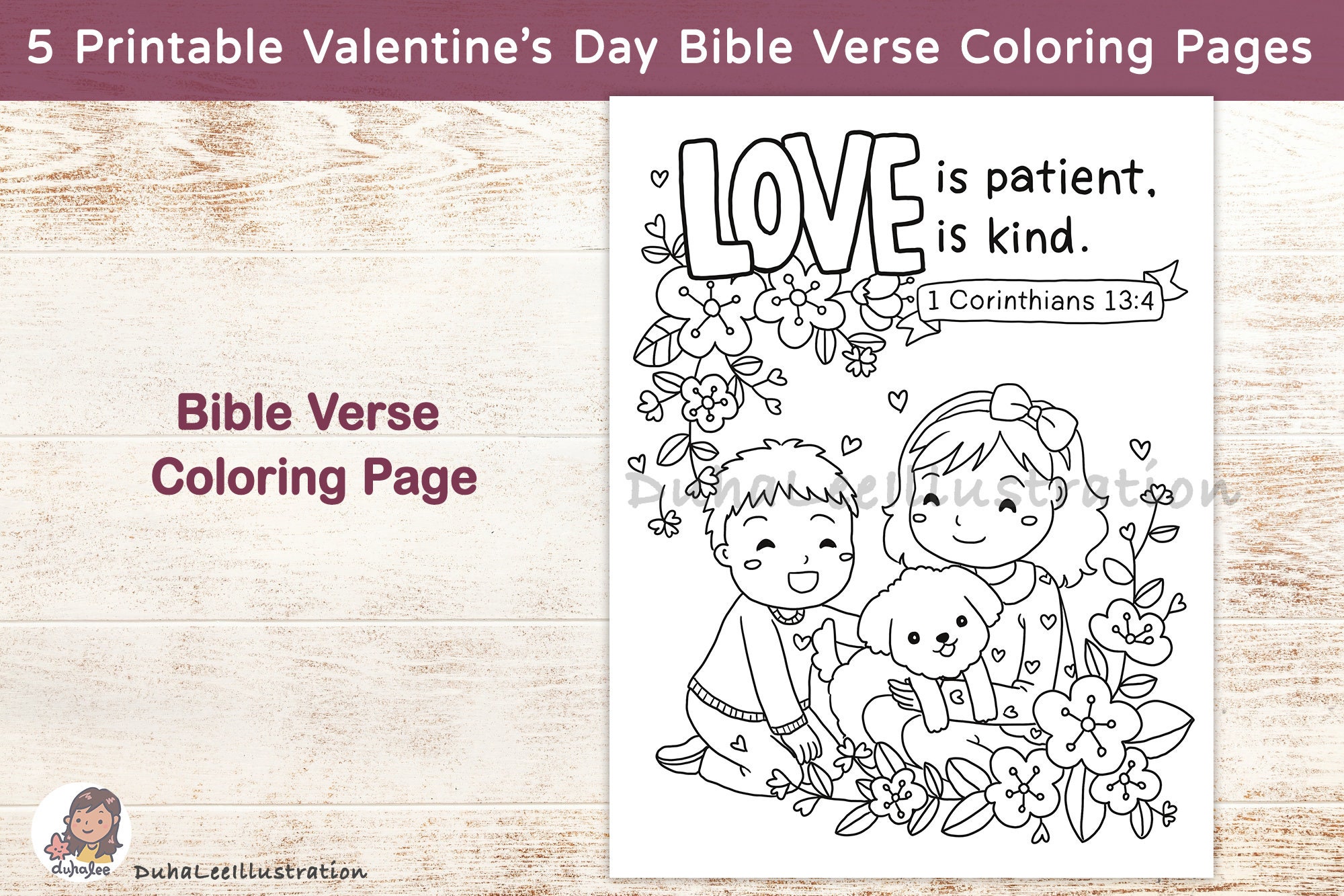 Valentine's Day Bible Verse Coloring Pages, Christian Kids (digital ...