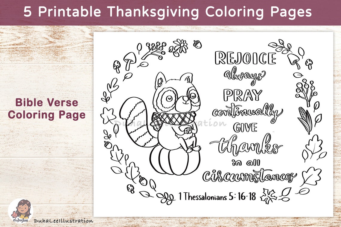 Thanksgiving Bible Verse Coloring Pages, Christian Kids Activity (PDF ...