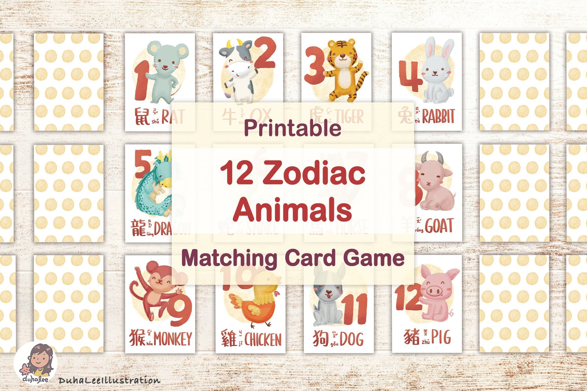 Printable 12 Chinese Zodiac Animals Matching Card Game, CNY Activity ...