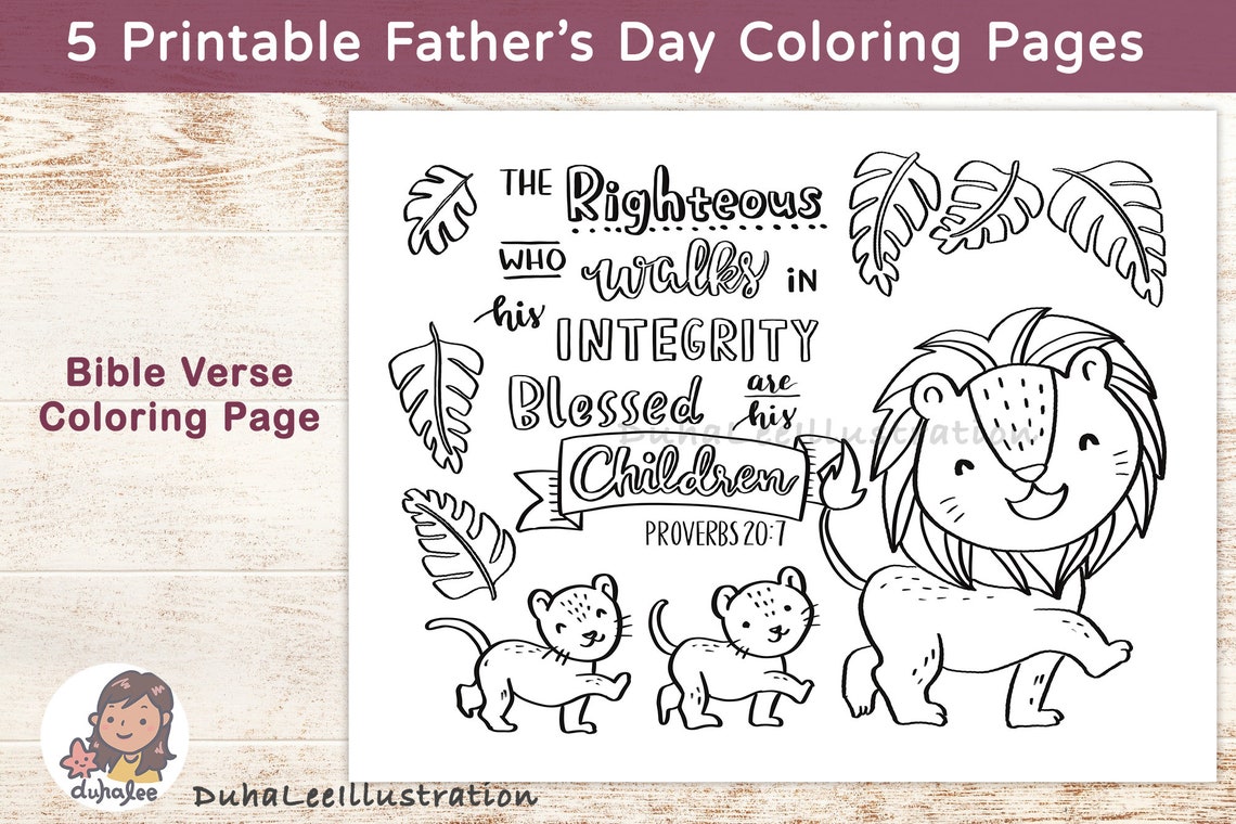 Printable Father's Day Bible Verse Coloring Pages - Etsy