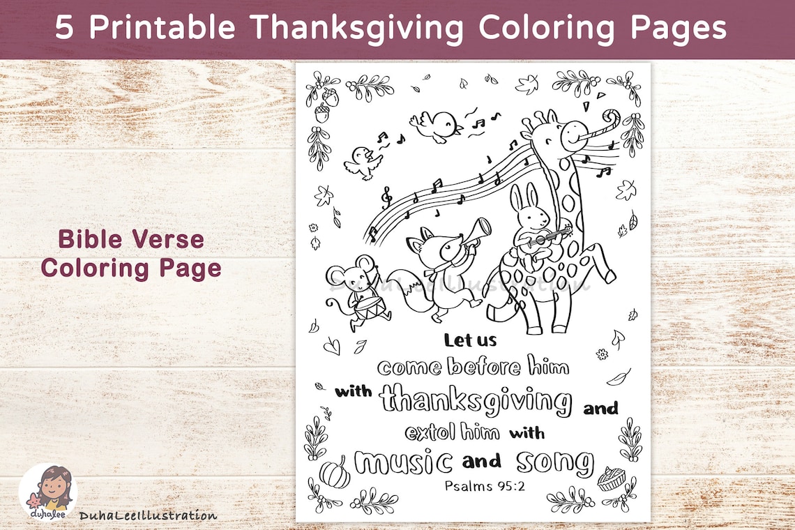 Printable Thanksgiving Bible Verse Coloring Pages Happy - Etsy