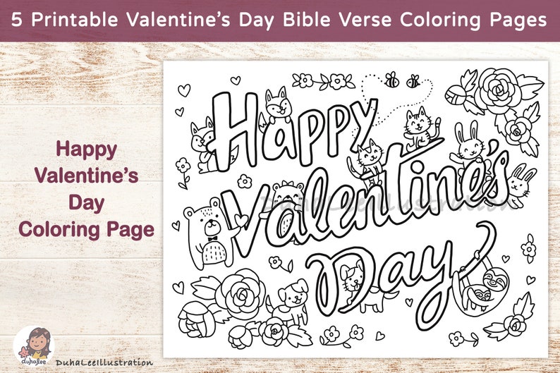 Printable Valentine's Day Bible Verse Coloring Pages - Etsy