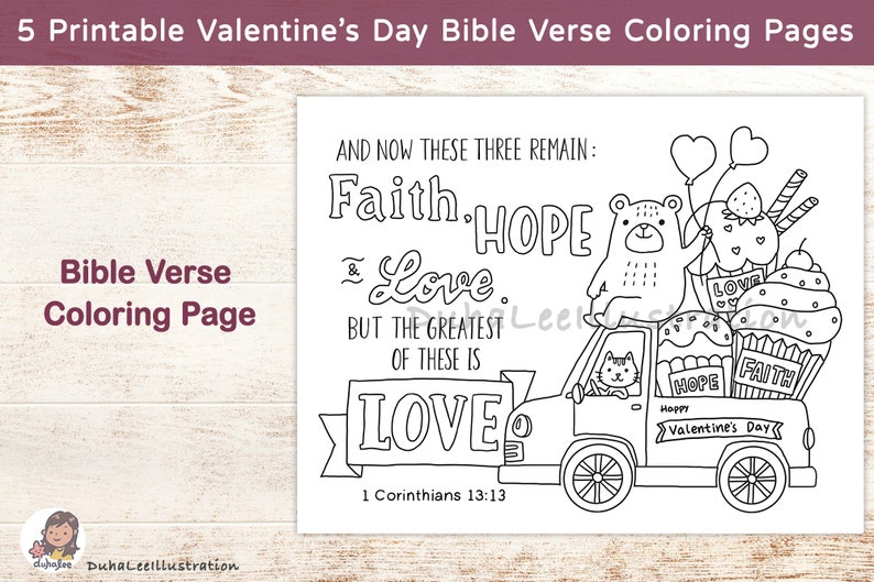 Printable Valentine's Day Bible Verse Coloring Pages - Etsy