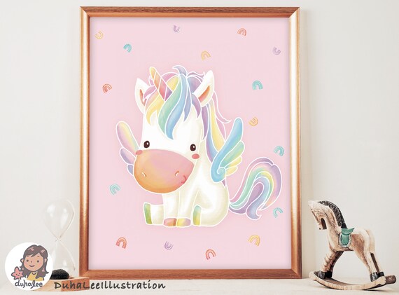 Printable Pastel Unicorn Nursery Kids Room Decor Unicorn | Etsy