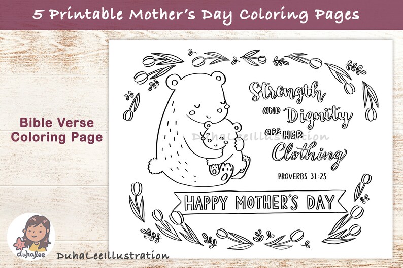 Printable Mother's Day Bible Verse Coloring Pages - Etsy