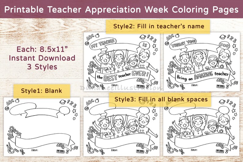 Printable Teacher Appreciation Week Coloring Pages Teacher - Etsy