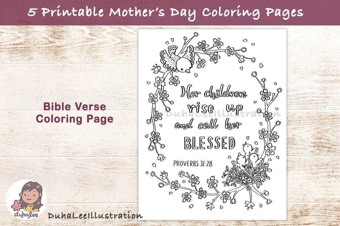 Printable Mother's Day Bible Verse Coloring Pages - Etsy