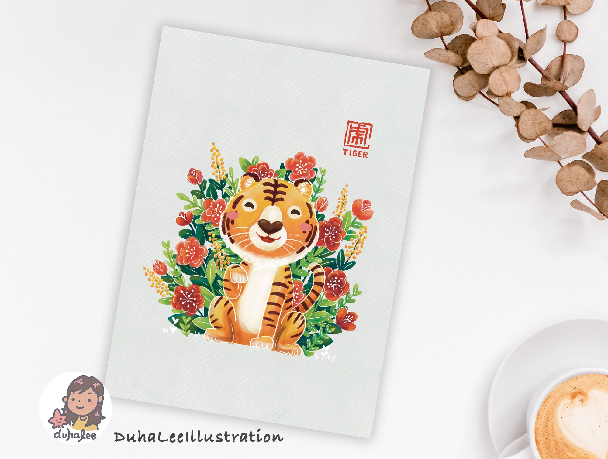 Printable Lunar New Year Card and Poster Year of the Tiger Digital Wall ...