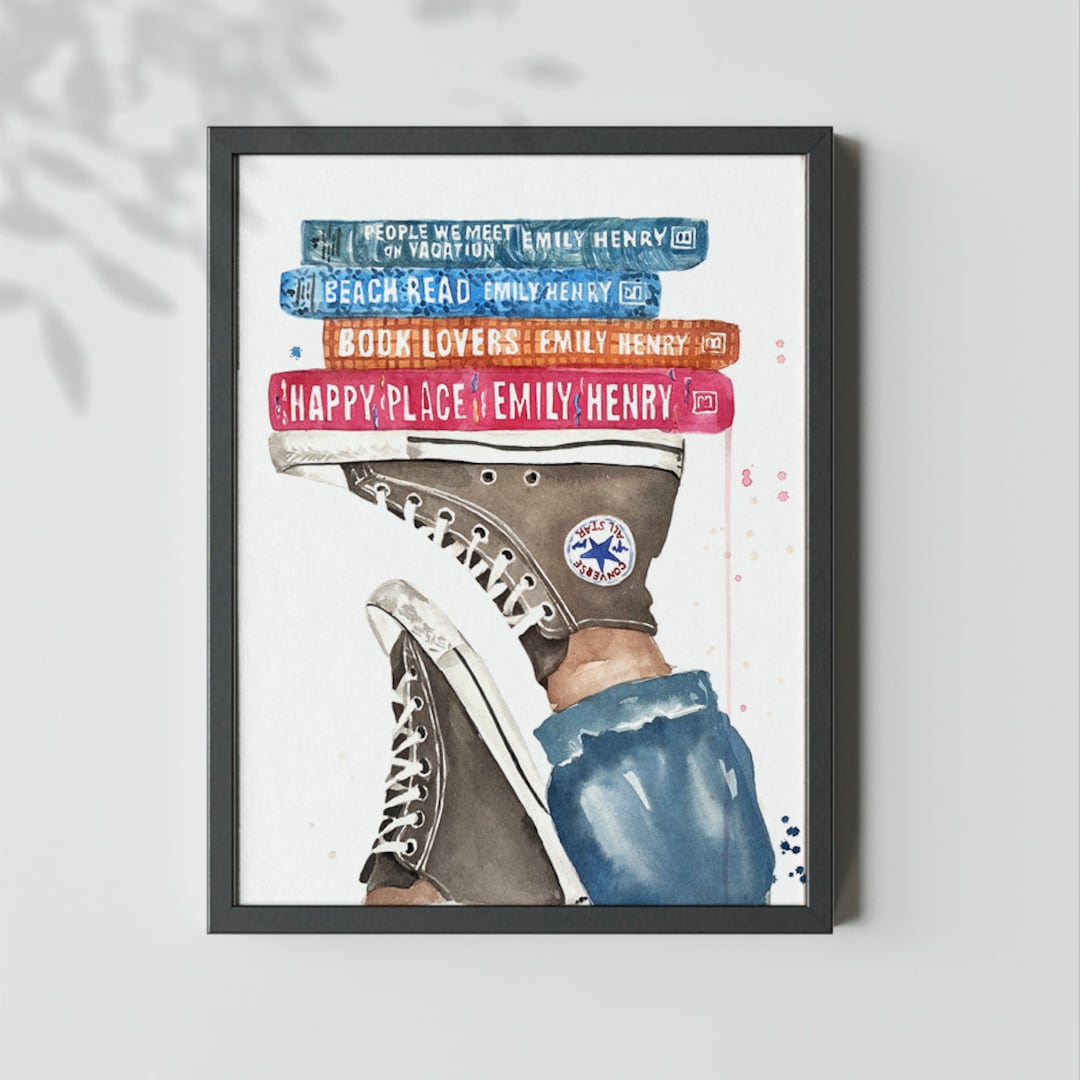 Emily Henry Books Collection Art Print Book Lovers Book Art Happy Place ...