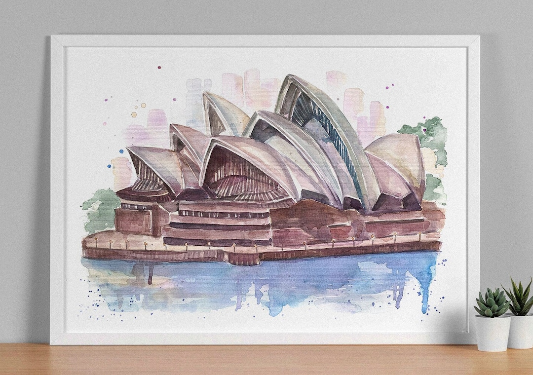 SYDNEY OPERA HOUSE Art Print Sydney Landscape Watercolor Art - Etsy
