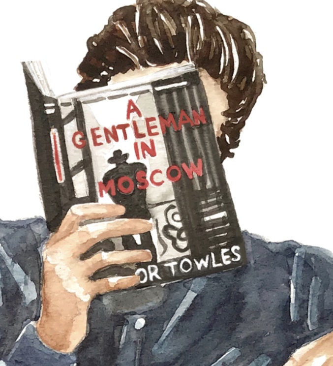 Reading Guy Book Wall Art Print. A Gentleman in Moscow Book by - Etsy