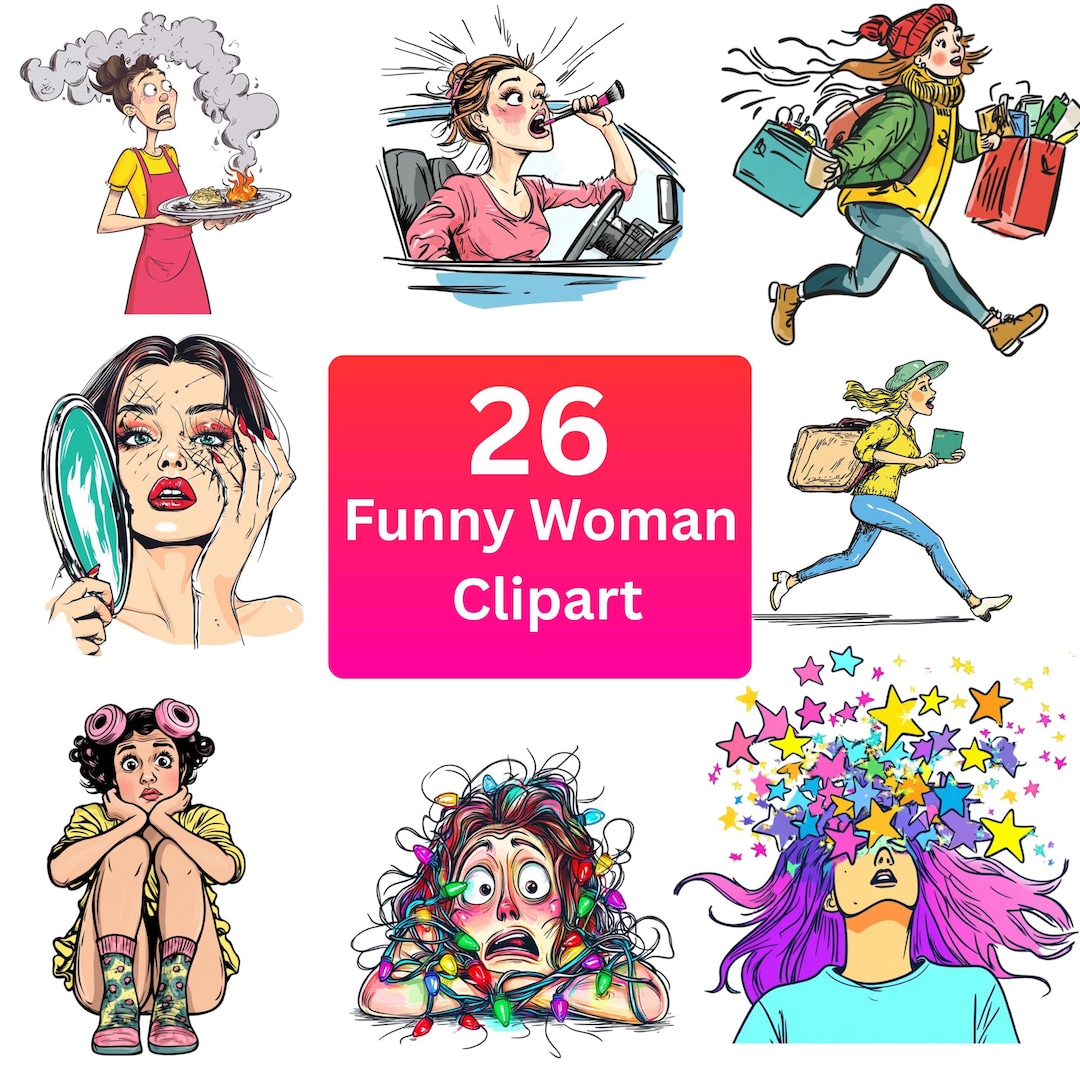 Funny Woman Clipart Bundle: Sassy PNG Graphics, Commercial Use - Etsy
