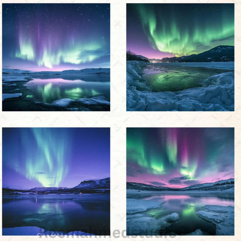 25 Northern Lights Digital Paper | Magical Celestial & Winter ...