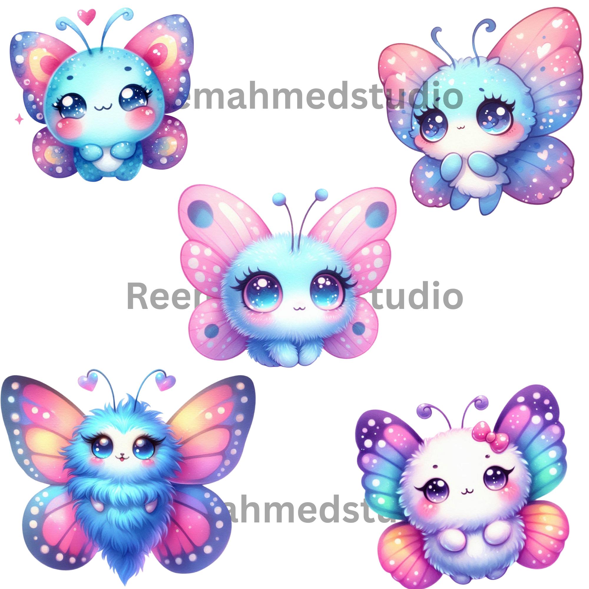 Kawaii Butterfly Clipart Bundle: Pastel Pngs (commercial Use) - Etsy