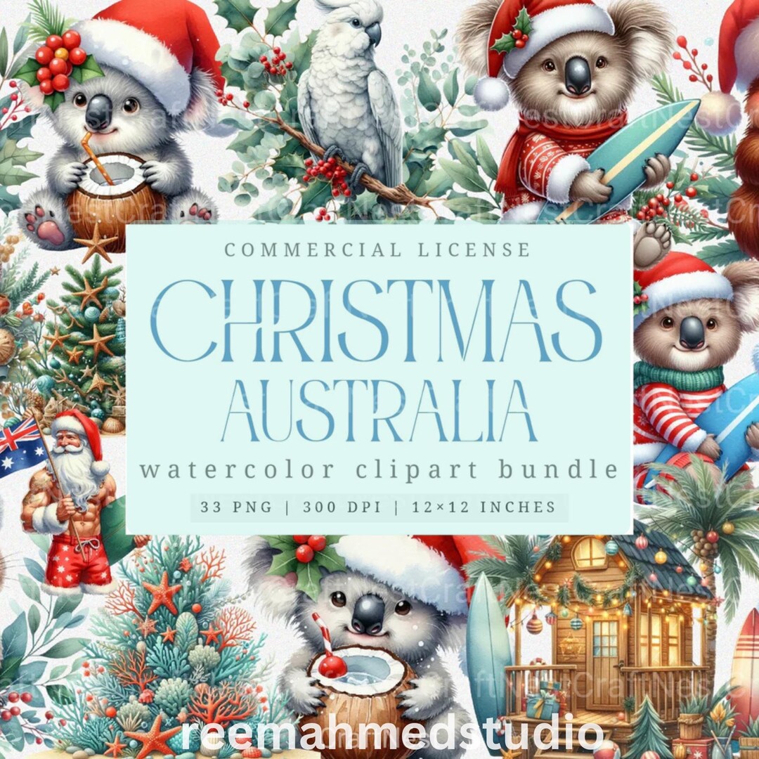 Australian Christmas Clipart Bundle | Native Holiday PNG Files - Etsy