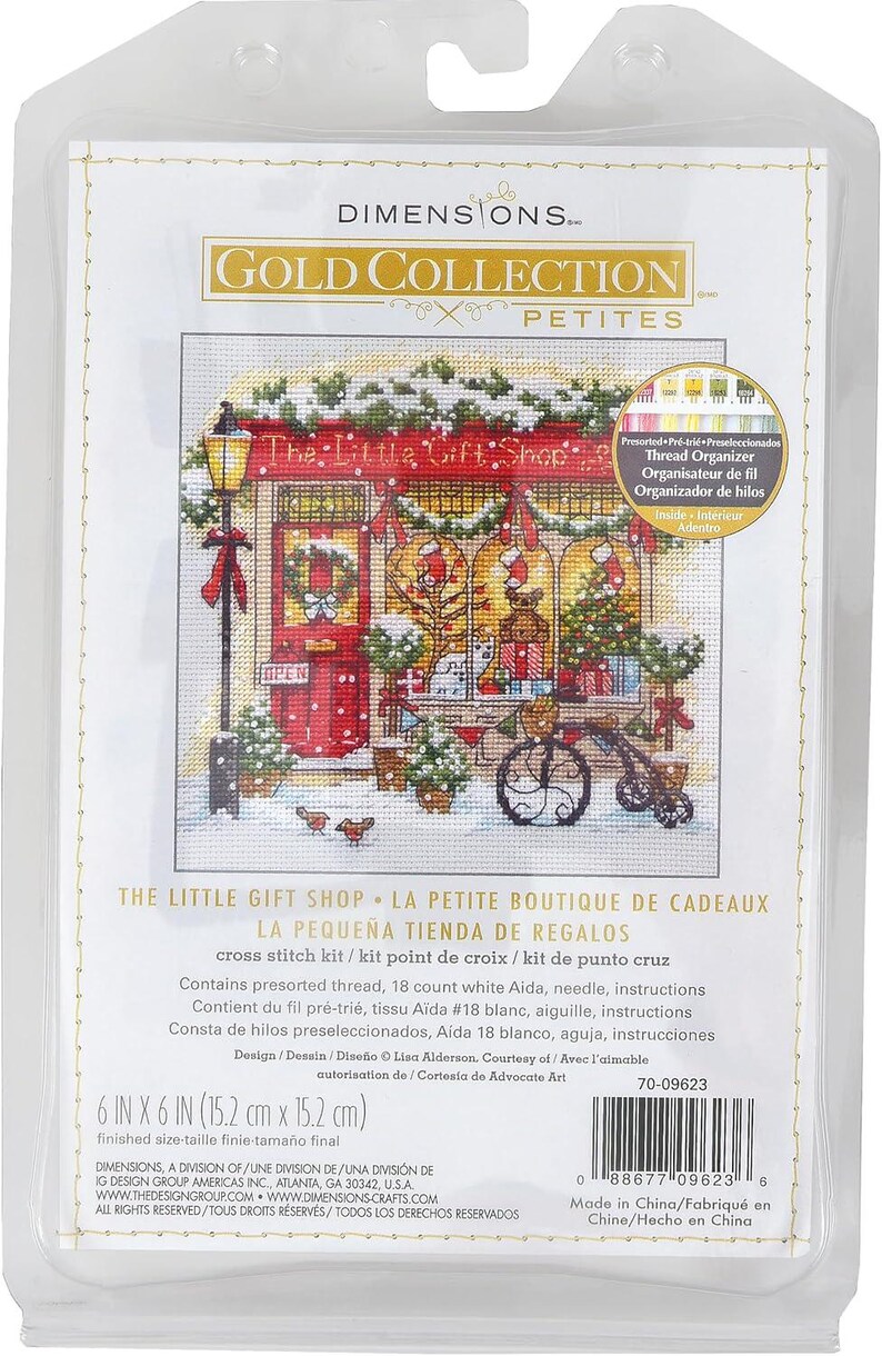 Dimensions Petite Gold Cross Stitch Kit - the Little Gift Shop, 6” X 6 ...