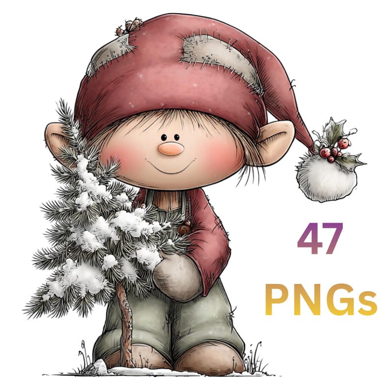 47 Whimsical Elf Clipart PNG Bundle, Cute Christmas Elf PNG, Holiday ...