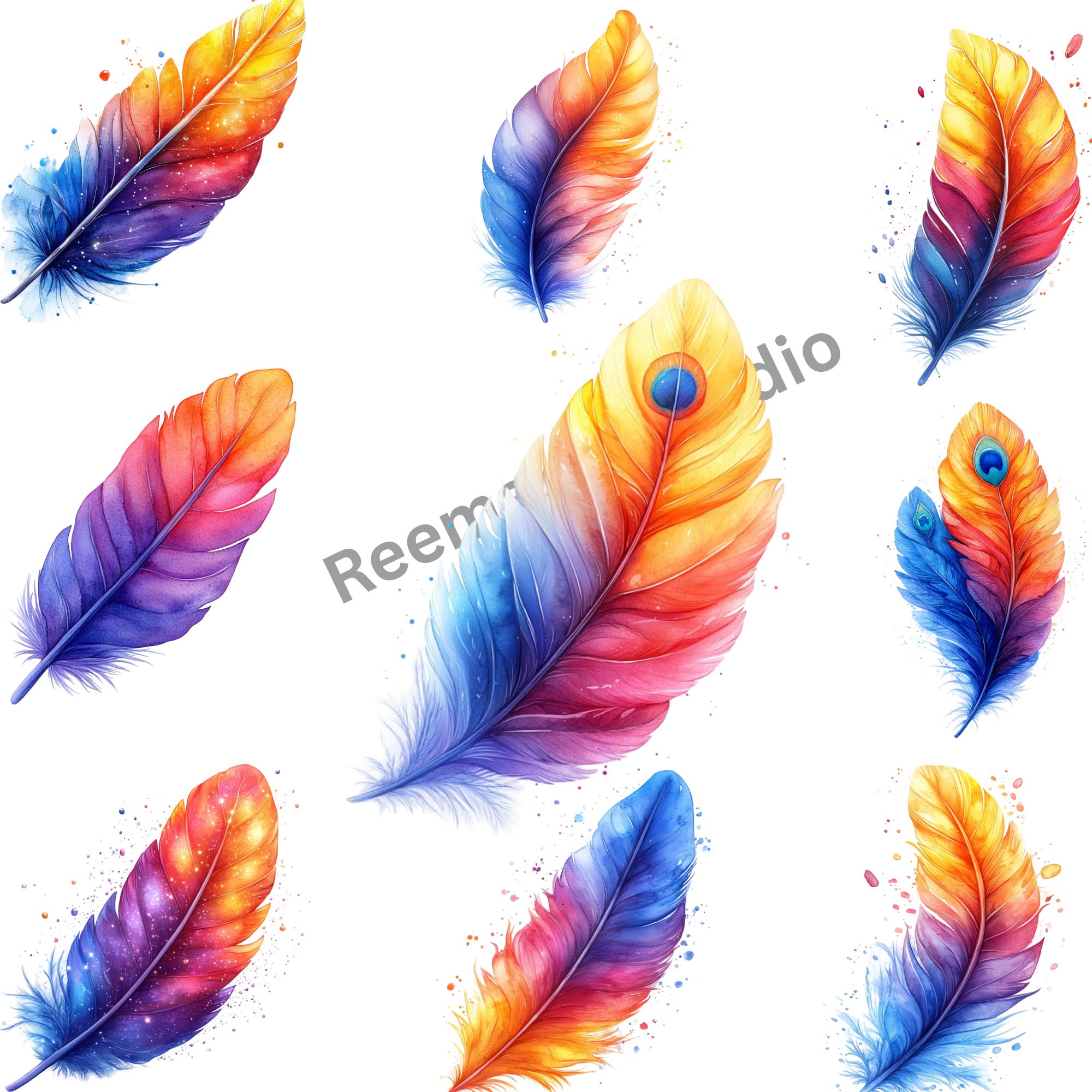 Rainbow Feathers Clipart Bundle | 30 PNG Files for Colorful Crafts ...